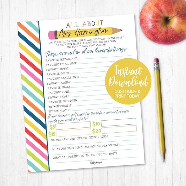 Get to Know You Template - Etsy