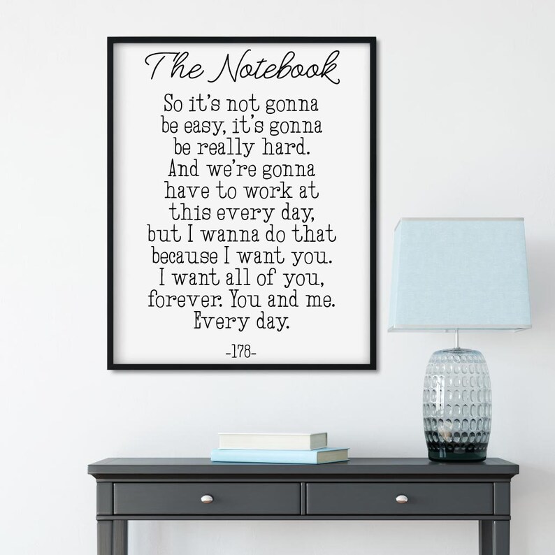 The Notebook Movie Gift Bedroom Wall Decor for Women Bedroom | Etsy