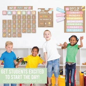 Rustic Classroom Calendar Set Bulletin Board - Bulletin Board Calendar ...