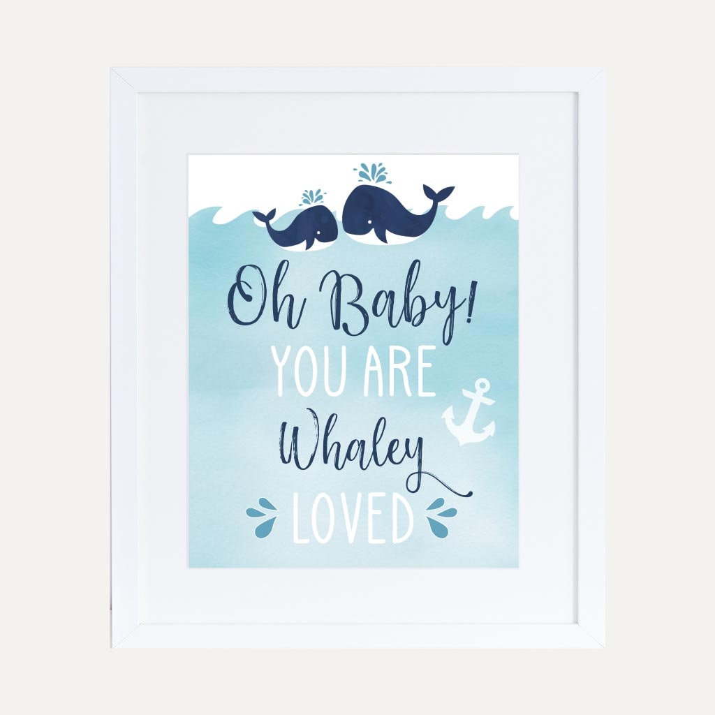 Whale Nautical Baby Shower Quote Sign Template Affordable - Etsy