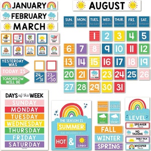Colorful Classroom Calendar Set Bulletin Board Sets for Teachers ...