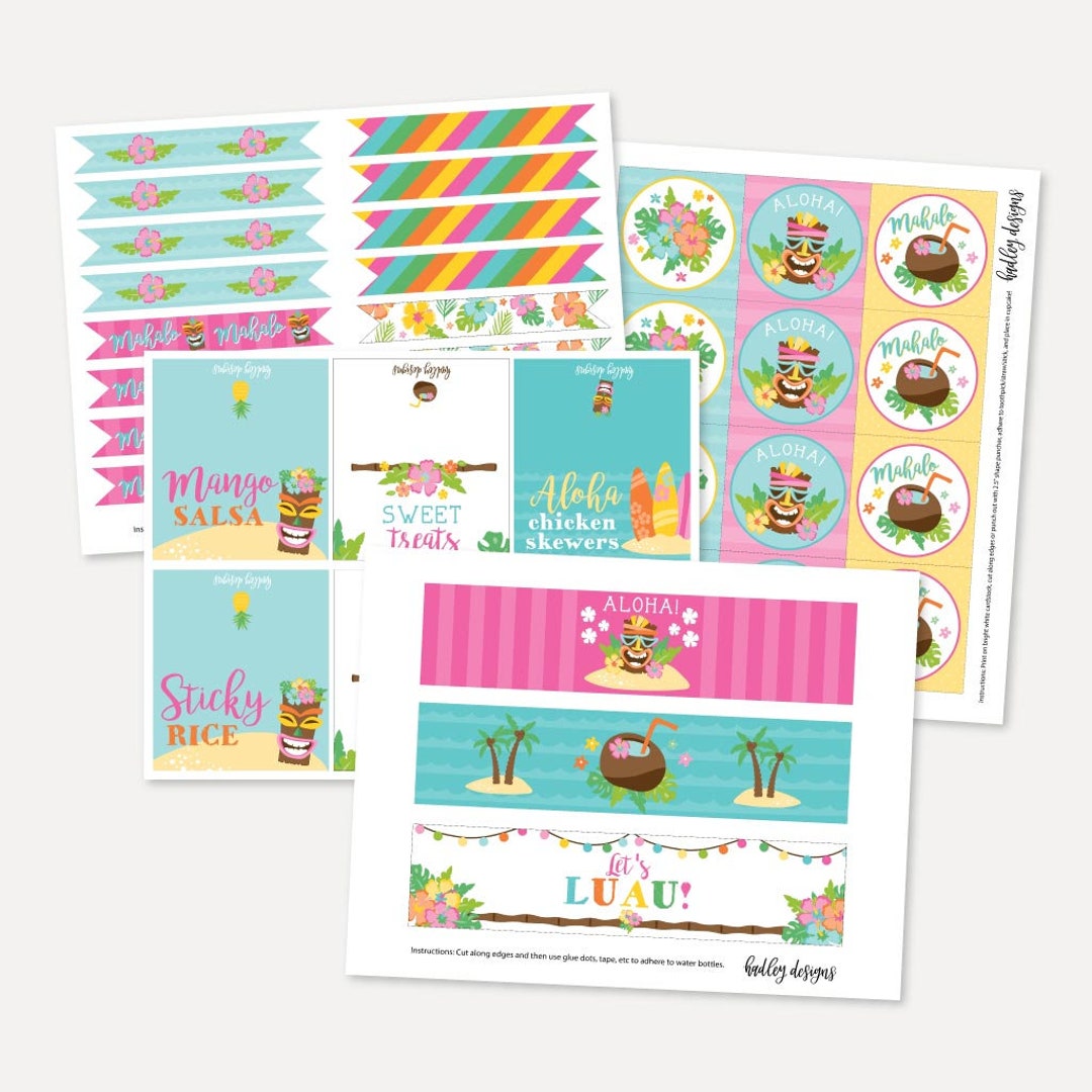 Printable Party Decor, Custom Straw Flag Templates, Tropical Place ...