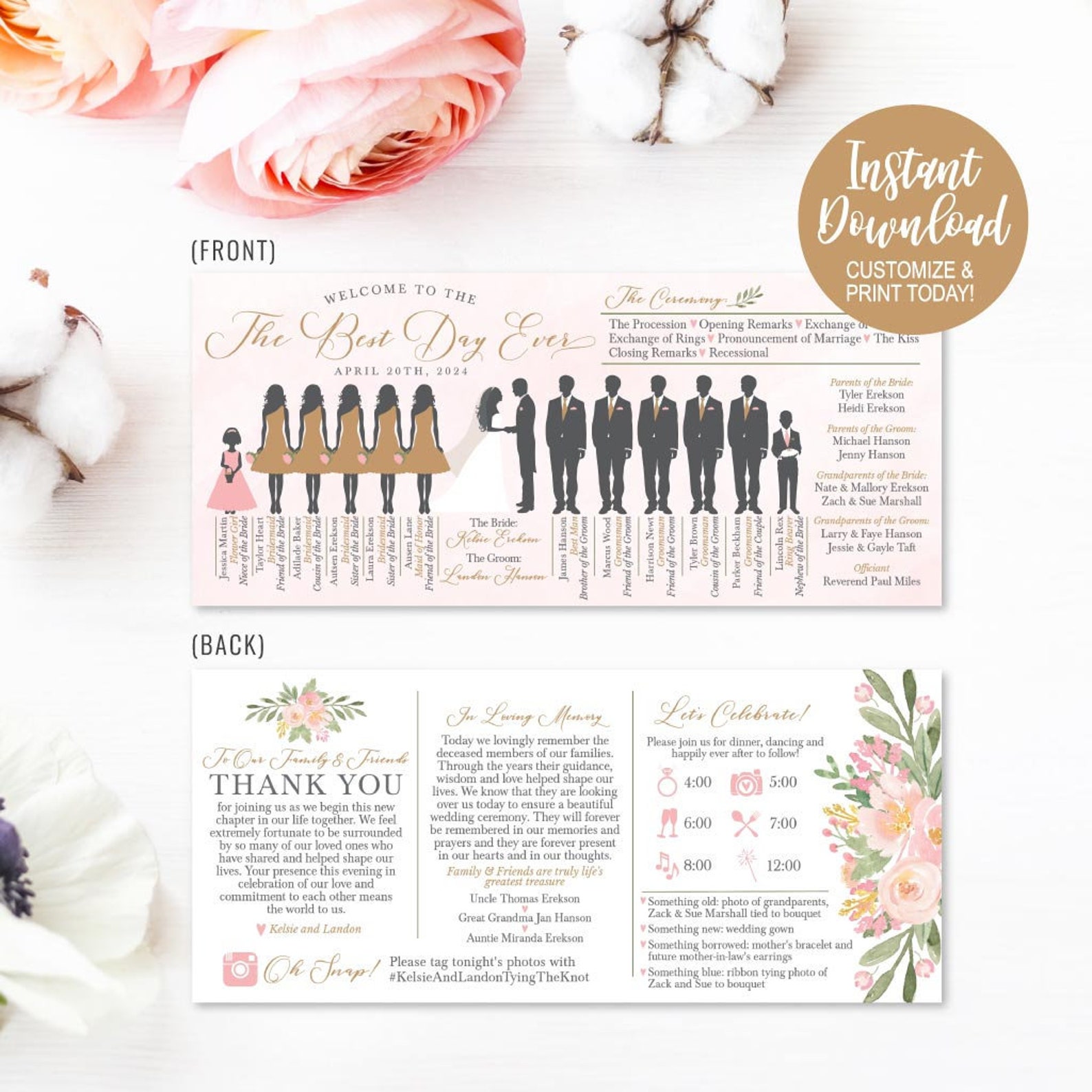 Printable Wedding Programs Download Wedding Program Layout - Etsy