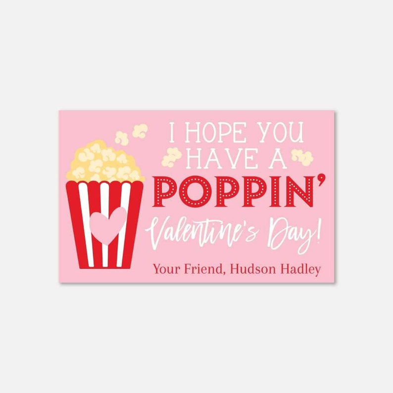 Valentine's Day Party Popcorn Tag Template - Popcorn Tag Printable ...