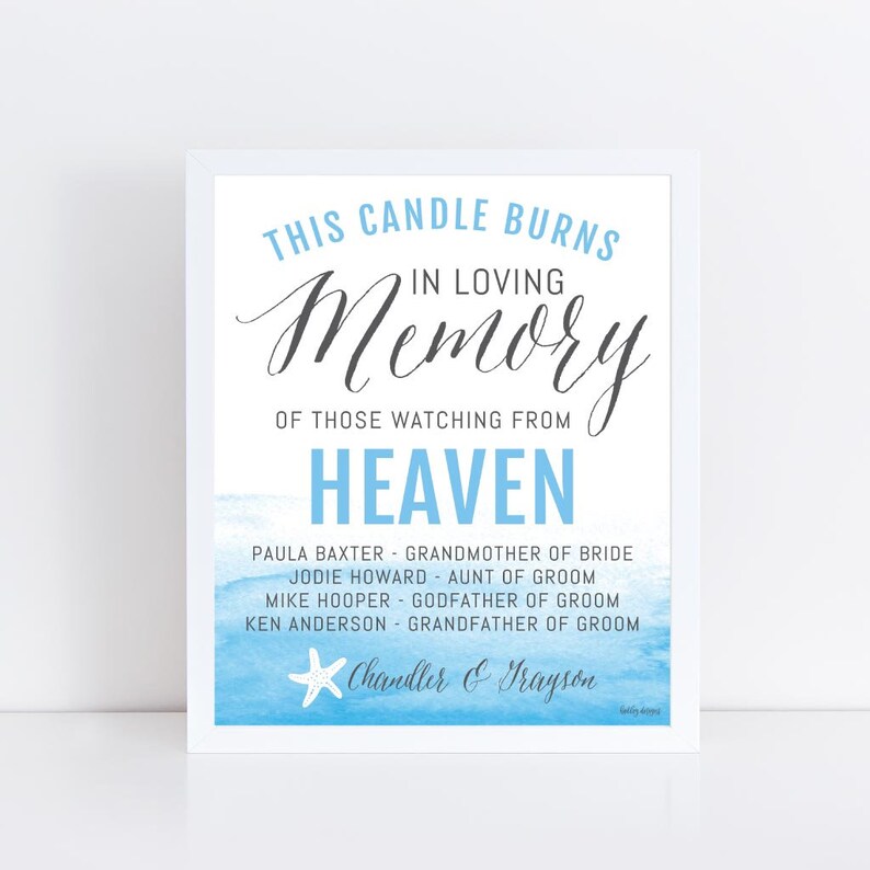 Beach Wave Wedding in Loving Memory Sign Template Wedding - Etsy