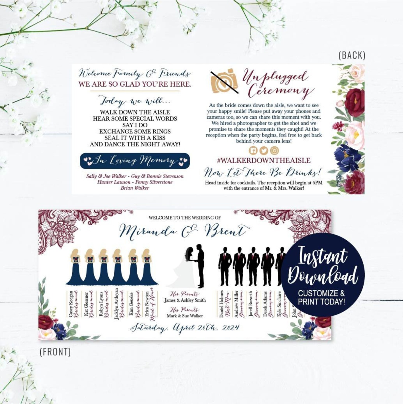 Wedding Ceremony Program Funny Printable Wedding Programs | Etsy