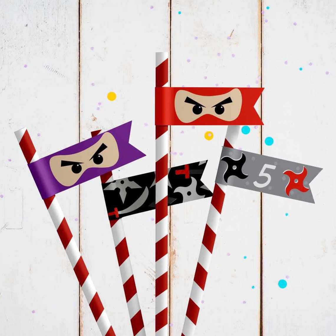 Ninja Kids Straw Flags Template Printable Straw Flag Paper - Etsy