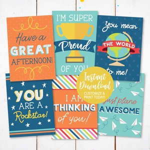 Printable Love Quotes, Back to School Gifts, Girl Lunch Box Notes, Boy ...