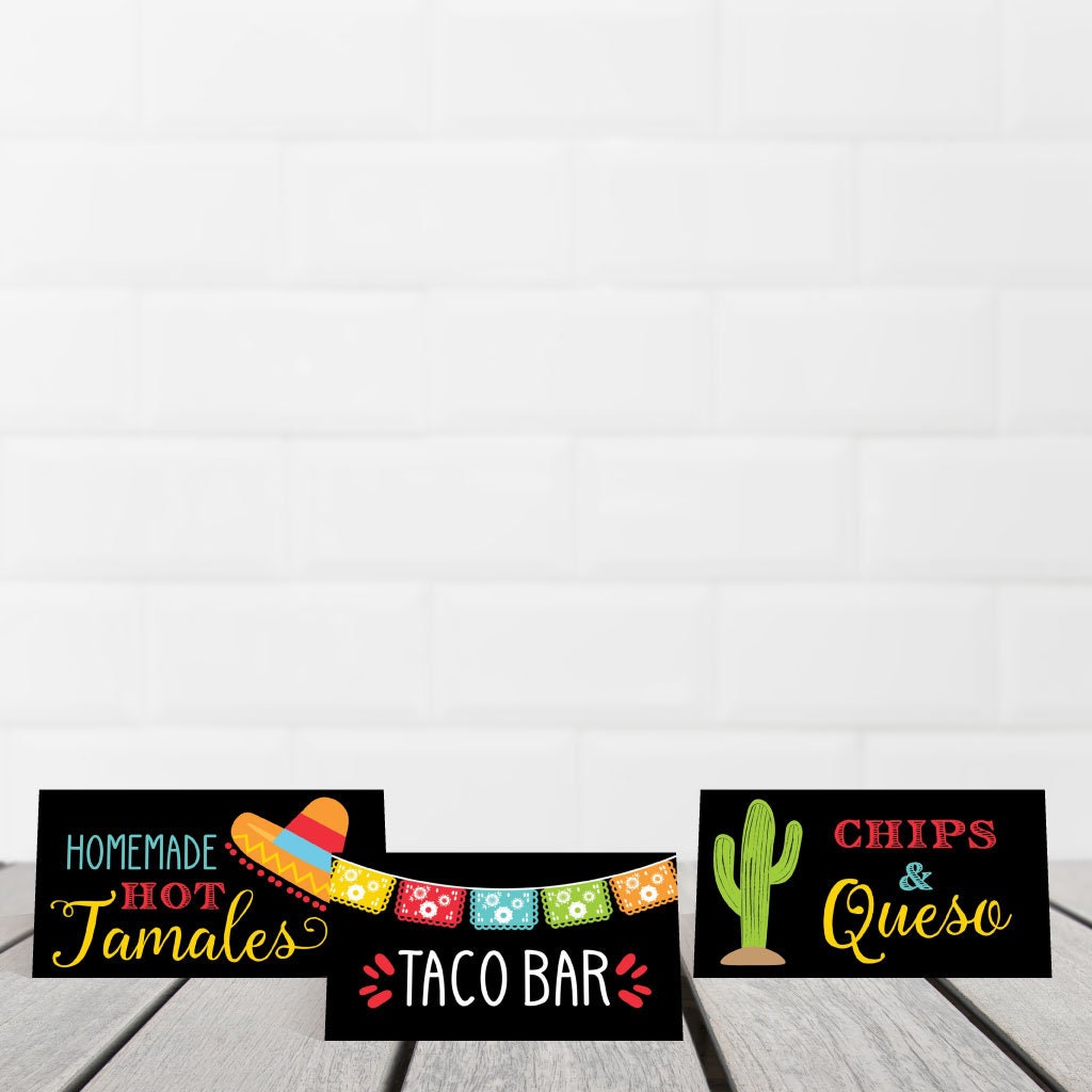 Fiesta Baby Shower Food Tent Cards Template Food Tent Card - Etsy