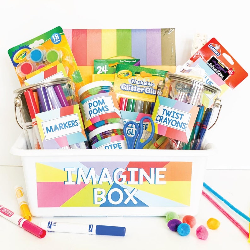 Imagine Box Label Printables Craft Kits for Kids Template | Etsy