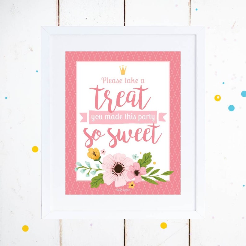 Princess Kids Party Favors Sign Template Princess Favor Sign | Etsy