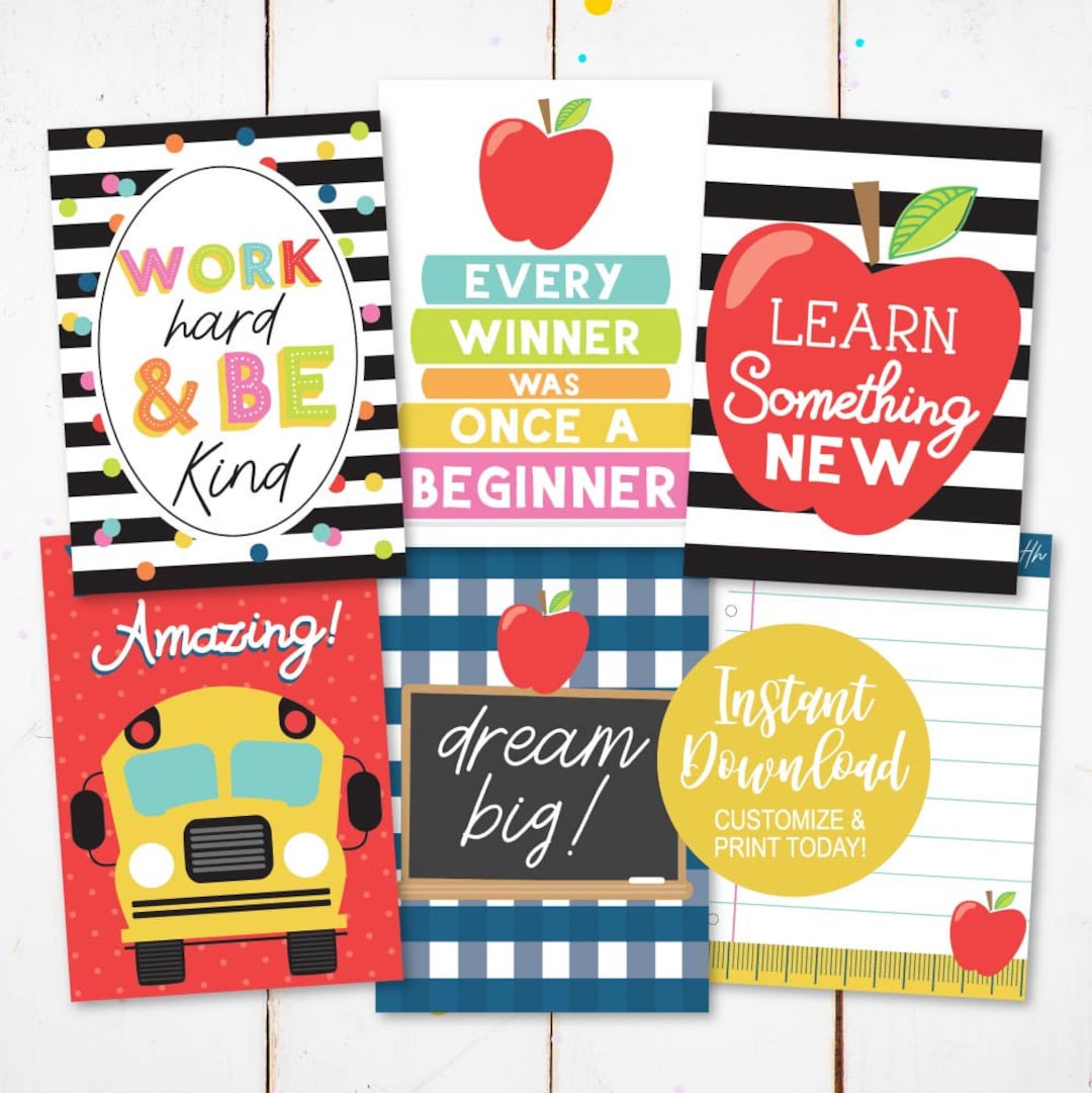 Printable Love Quotes, Back to School Gifts, Girl Lunch Box Notes, Boy ...