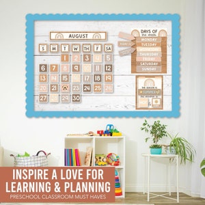 Boho Classroom Calendar Set Bulletin Board - Bulletin Board Calendar ...