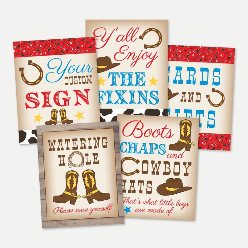 Cowboy Baby Shower Signs Set Templates Baby Shower Sign - Etsy