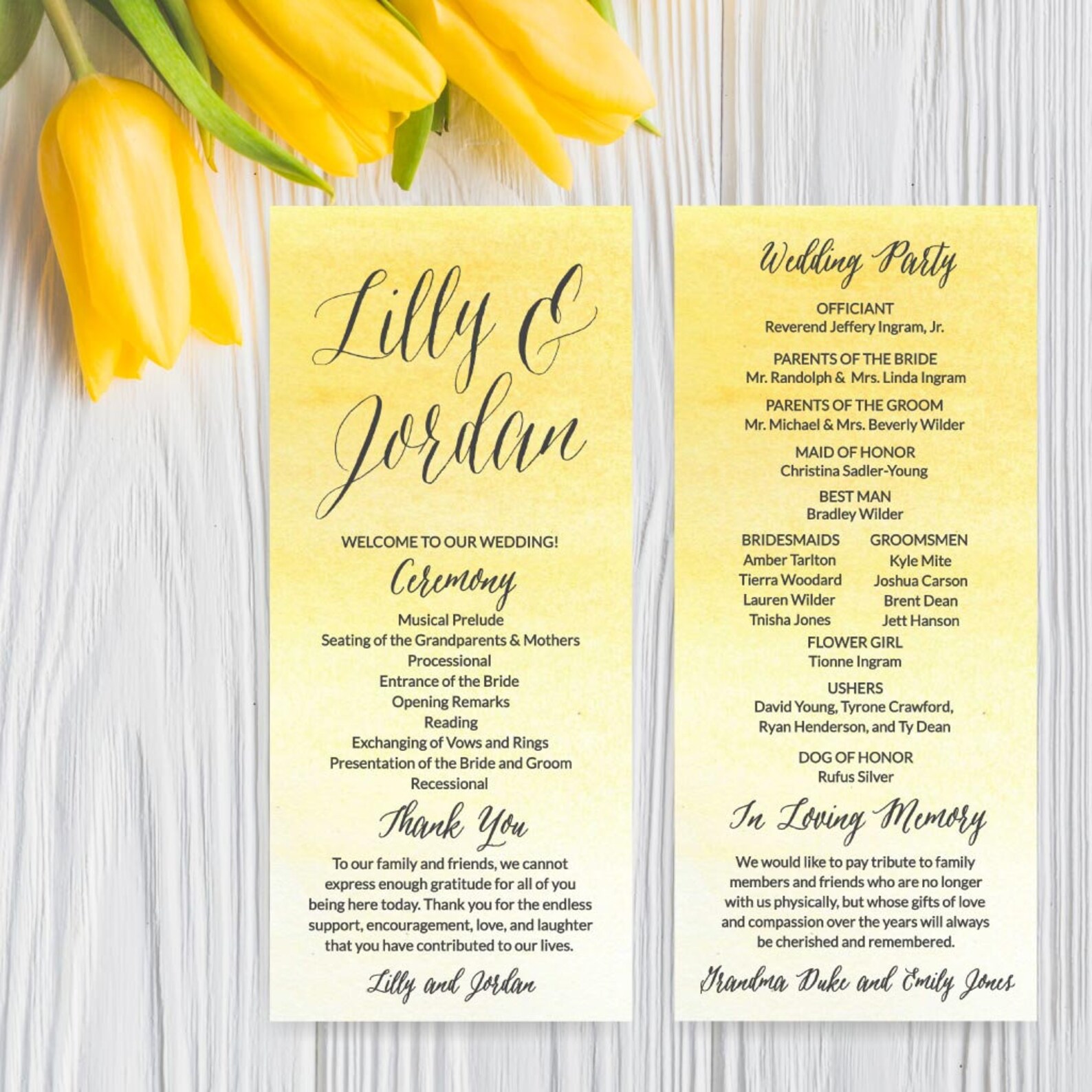 Instant Download Wedding Program Wedding Program Thank You | Etsy