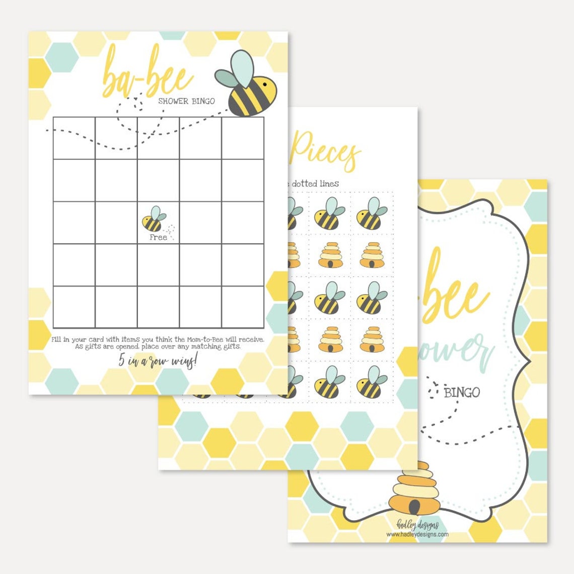 Bee Baby Shower Bingo Game Template Bingo Baby Shower Baby - Etsy