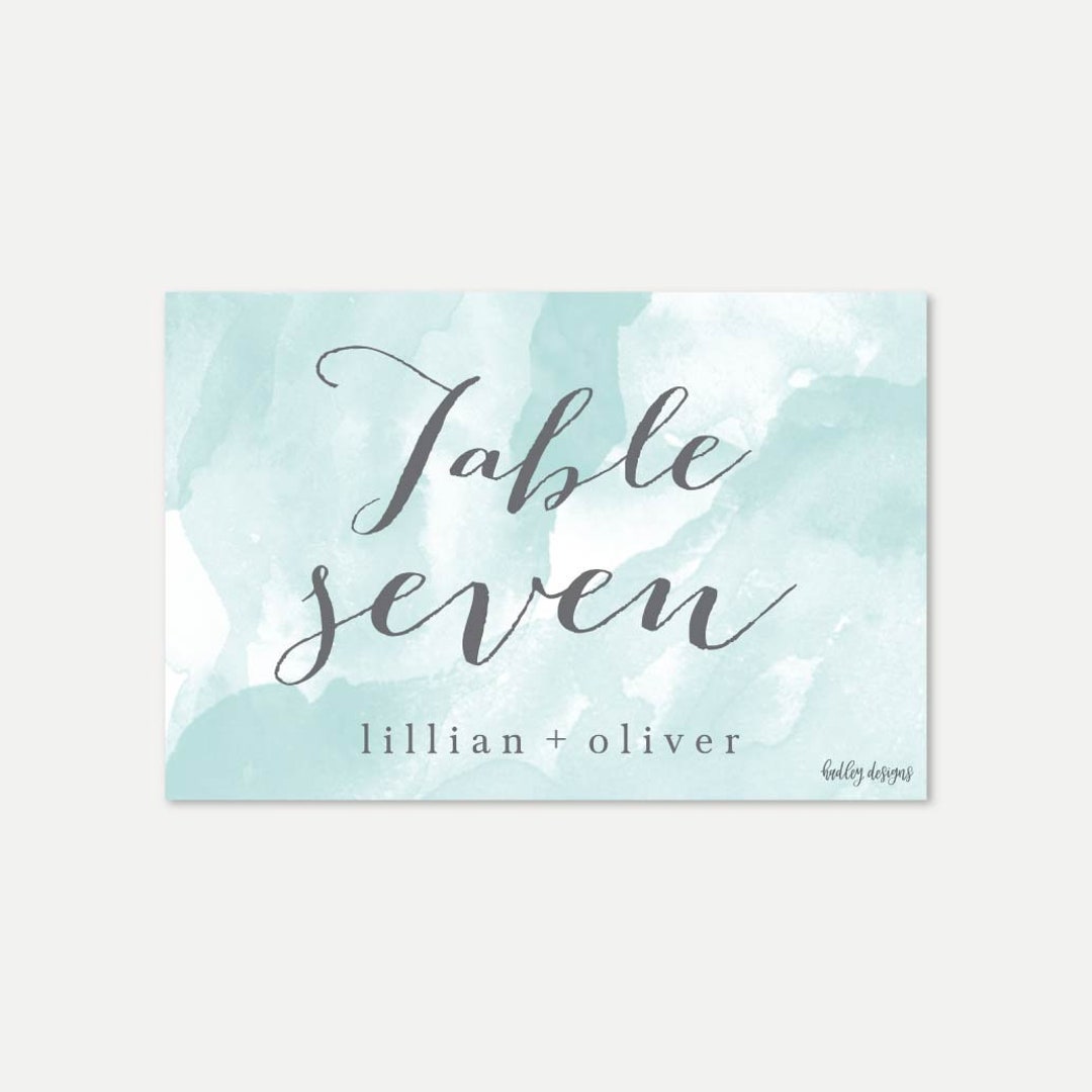 Teal Watercolor Splash Wedding Table Numbers Template - DIY Table ...