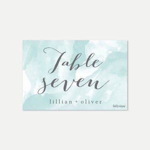 Teal Watercolor Splash Wedding Table Numbers Template - DIY Table ...