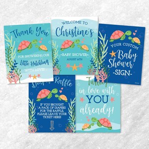 Sea Turtle Baby Shower Signs Set Template - Baby Shower Sign, Baby ...