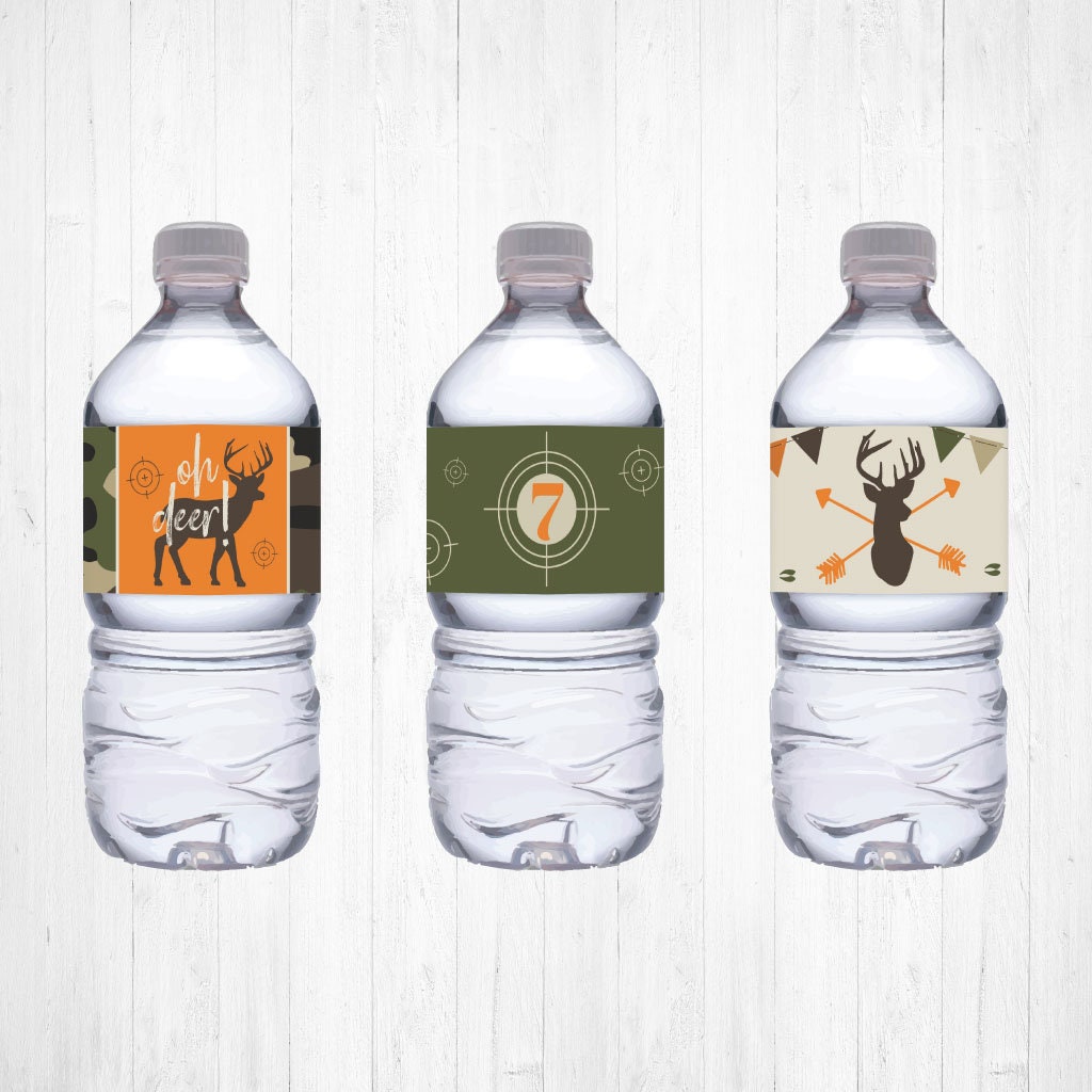 Camo Hunting Kids Party Bottle Label Template Water Bottle - Etsy
