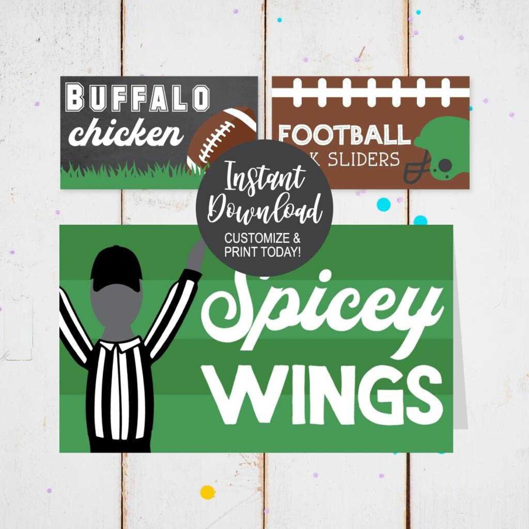 Field Football Food Tents Printable, Place Cards Template Editable ...