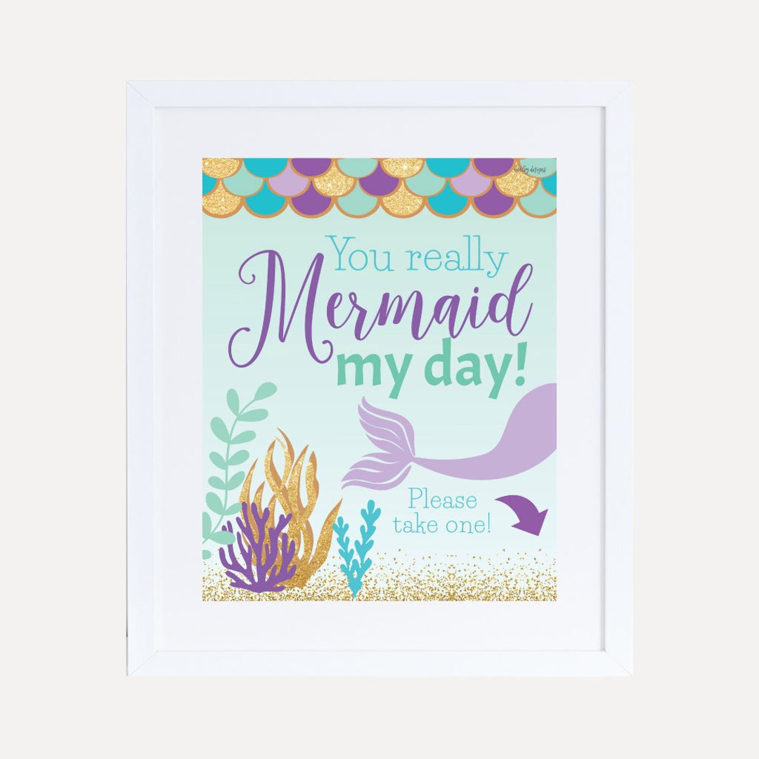 Under the Sea Mermaid Kids Party Favors Sign Templates - Table Sign ...