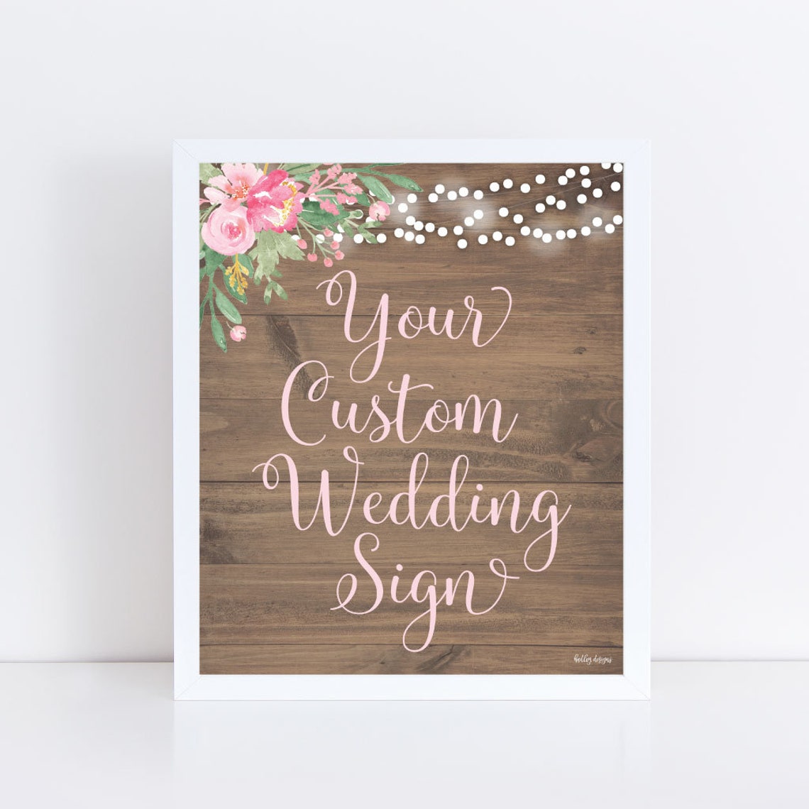 Rustic Blush Floral Wedding Custom Sign Template Design Your | Etsy