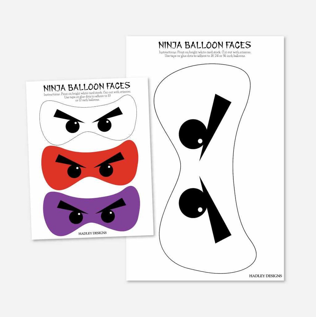 Ninja Party Balloon Face Shape Templates - Ninja Balloon Faces, Ninja ...