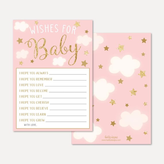 Angel Girl Baby Shower Wishes Card Template Baby Well - Etsy