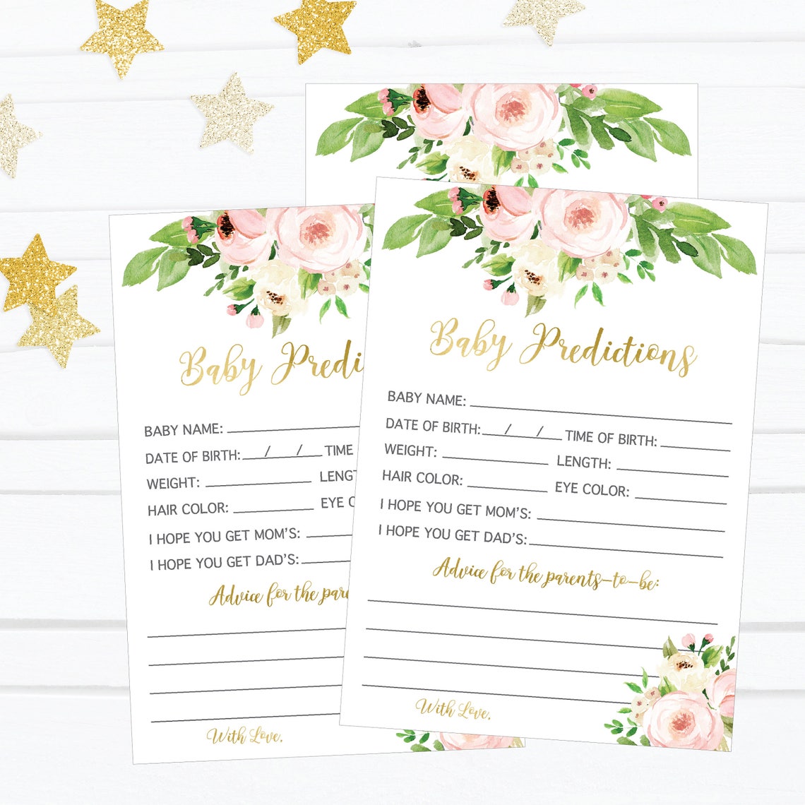 Floral Baby Shower Predictions and Advice Baby Shower - Etsy