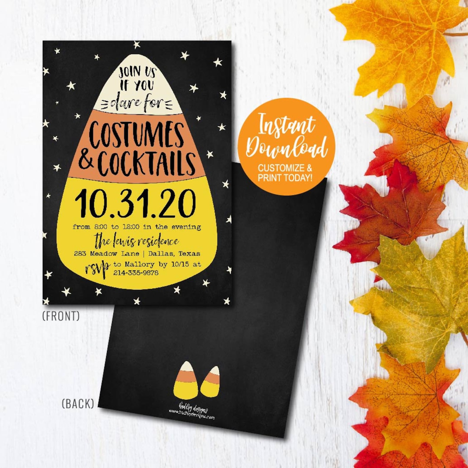 Candy Corn Halloween Costume Party Invitation, Costume Party Invitation ...