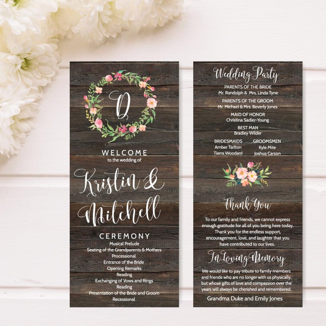 Printable Wedding Programs Download, Wedding Program Layout Design ...