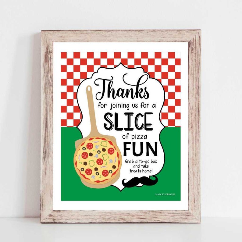 Pizza Party Thank You Favors Sign Template - Pizza Favor Sign ...