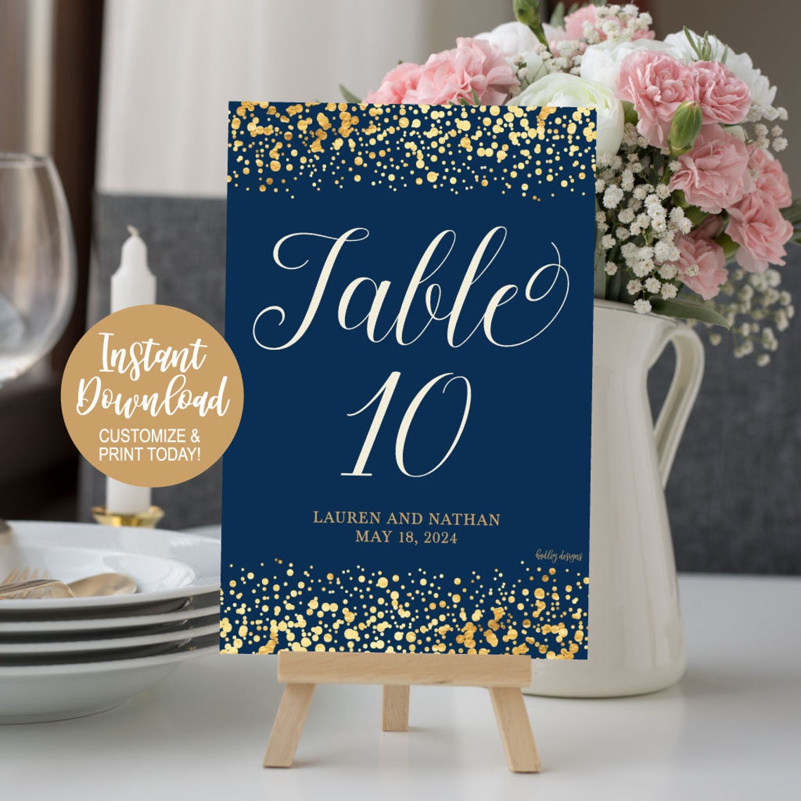 Printable Table Numbers for Wedding Reception, Editable Table Numbers ...