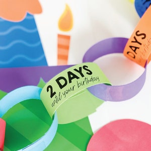Birthday Countdown Sign and Paper Chain Printable, Kids Happy Birthday ...