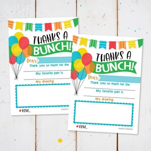 Birthday Thank You Card Printable, Fill in the Blank Note Cards for ...