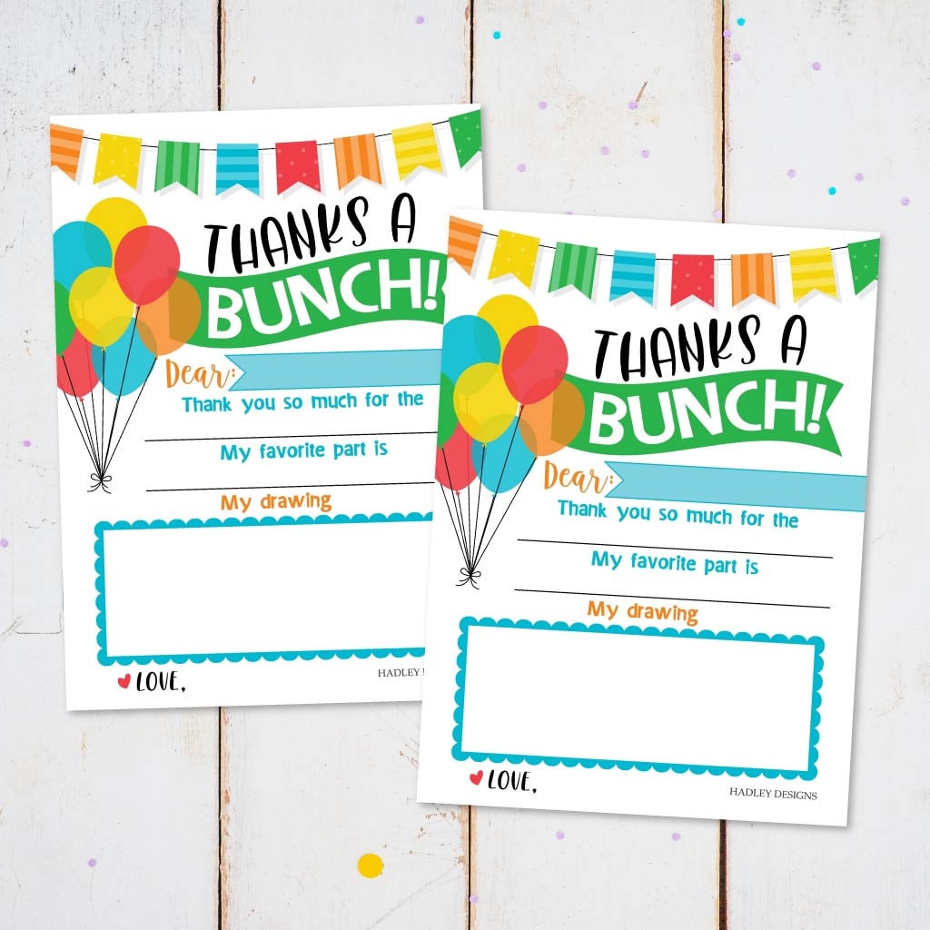 Birthday Thank You Card Printable Fill in the Blank Note | Etsy