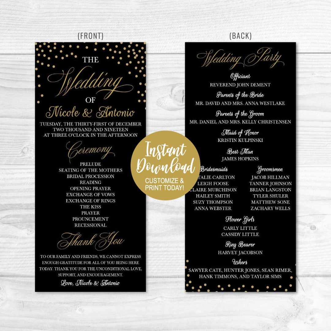 Wedding Program Thank You Template, Wedding Program Ideas Wording ...