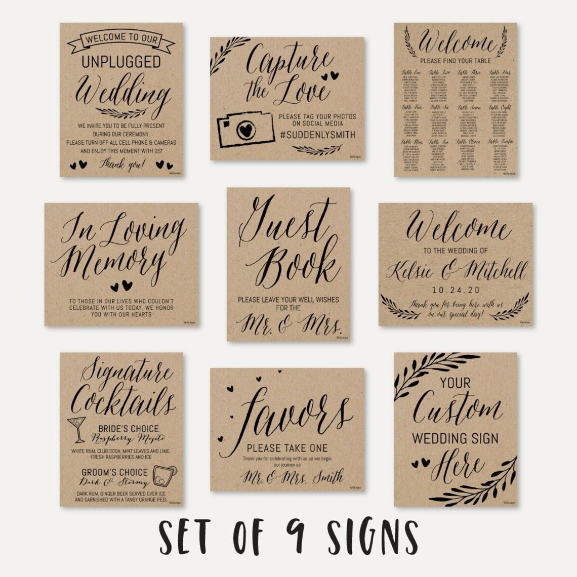 Wedding Signs Printable Bundle Printable Wedding Sign | Etsy