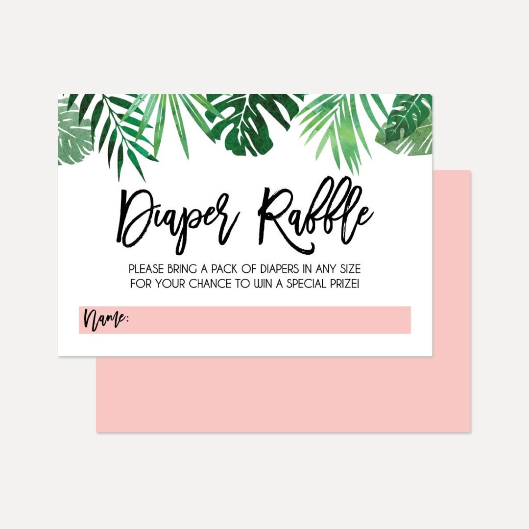 Tropical Baby Shower Pink Diaper Raffle Cards Diaper Raffle - Etsy