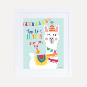 Llama Kids Party Favors Sign Templates - Table Sign, Party Decorations ...
