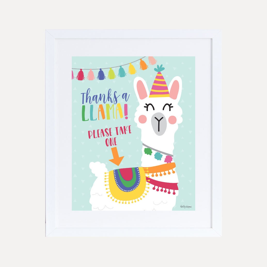 Llama Kids Party Favors Sign Templates - Table Sign, Party Decorations ...