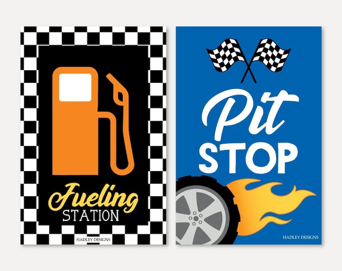 Pit Stop Sign - Instant Download Race Car Party Pit Stop Sign Red Race ...
