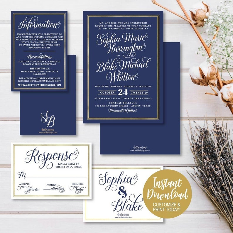 Wedding Invitations With RSVP Cheap Wedding Invitation | Etsy