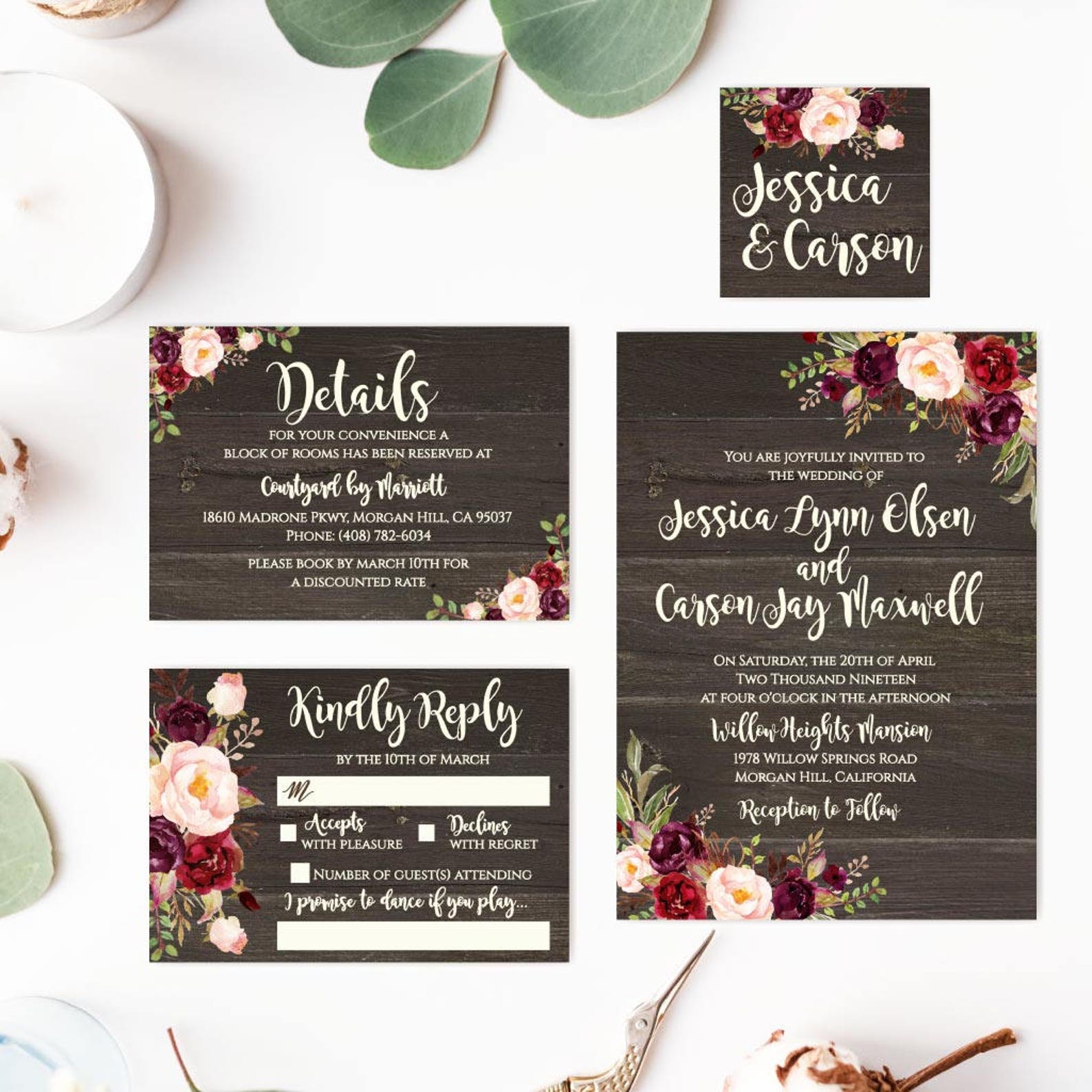 Printable Wedding Invitations Packages Wedding Invitations | Etsy