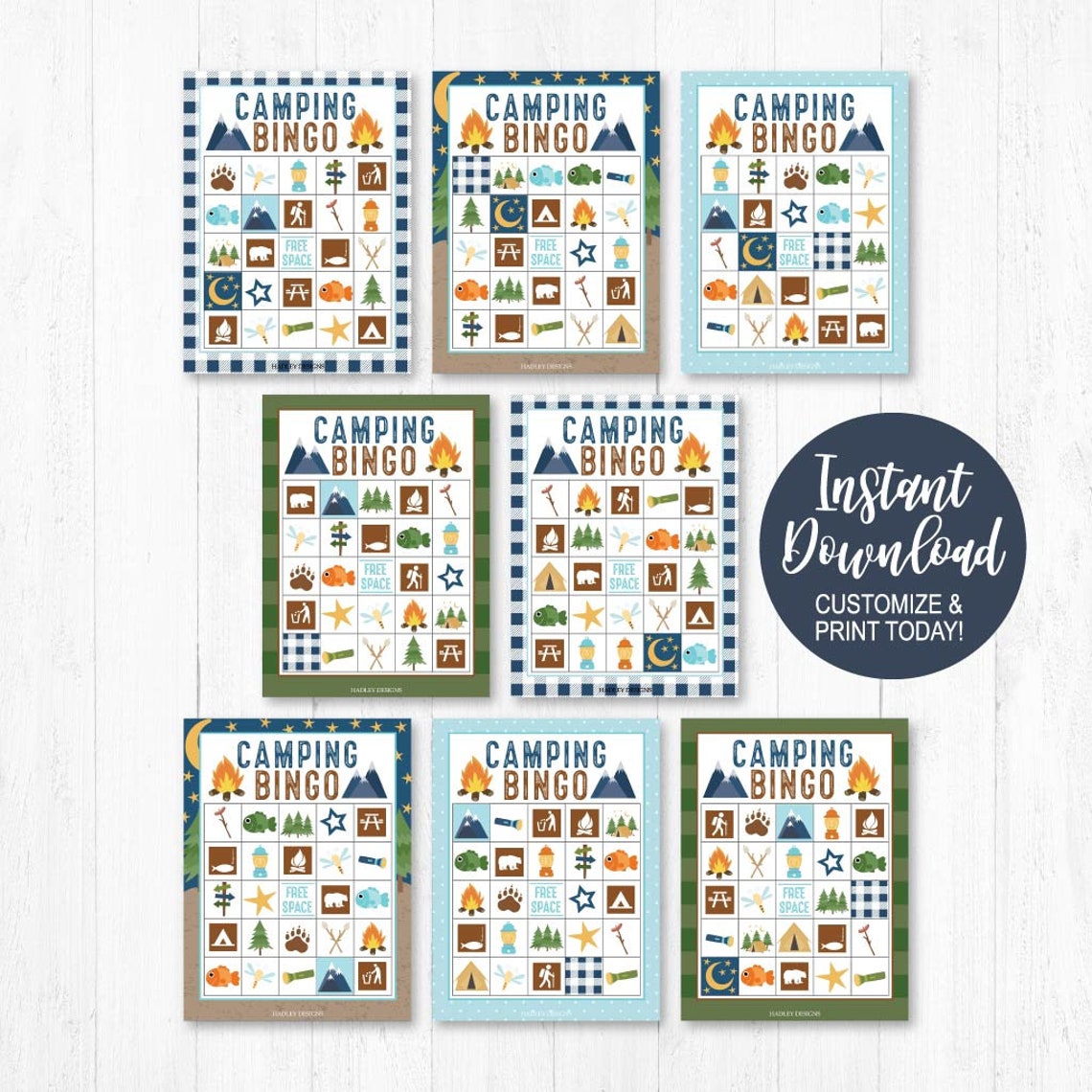 Camping Bingo Cards Printable Woodland Game for Baby Shower | Etsy