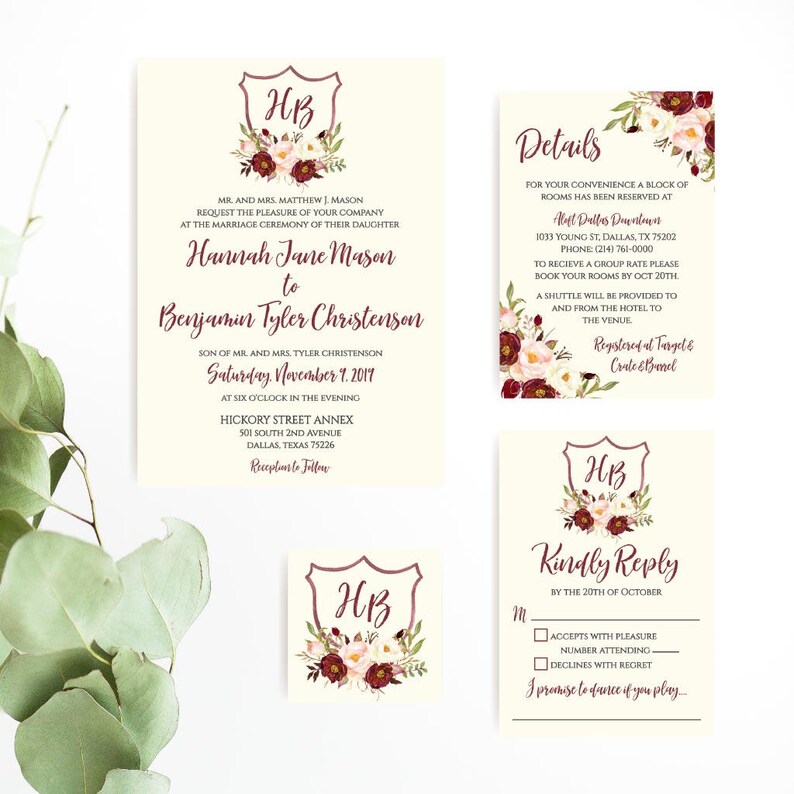 Printable Wedding Invitations With RSVP Floral Wedding | Etsy