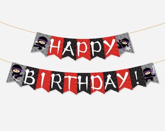 Ninja Kids Party Banner Template Ninja Kids Banner Birthday - Etsy