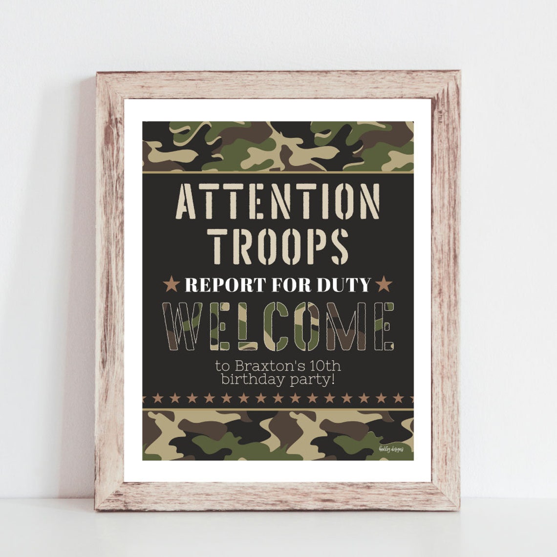 Camo Army Kids Party Welcome Sign Template Birthday Welcome - Etsy