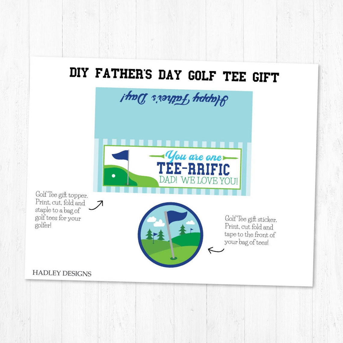 Printable Fathers Day Golf Gift Tags Template Tee-rific Golf - Etsy
